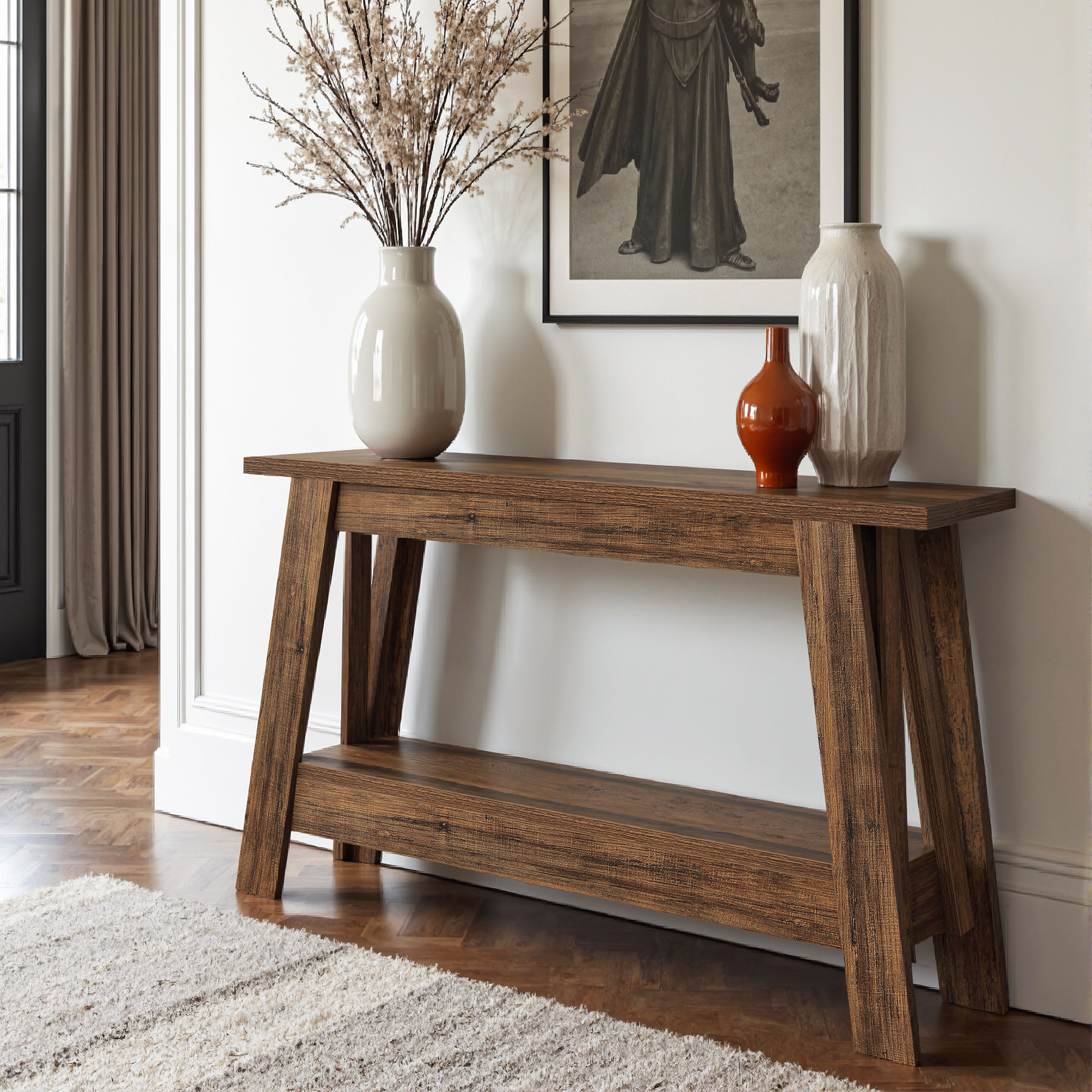 Millwood Pines 41.3" Small Console Table for Entryway, Farmhouse Wooden Sofa Table & Reviews ...
